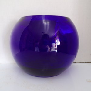 Vintage Cobalt Blue Flat Back Vase Handcrafted and Mouthblown Half ...