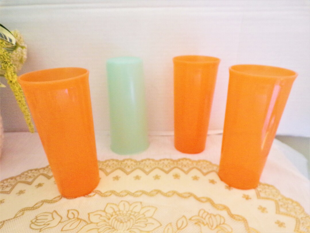 Tupperware Ice Tea Tumblers, 12 Oz. Lot of 3 Tangerine Orange, Item ...