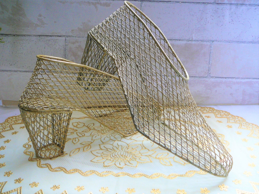 Vintage Metal Shoe Form High Heel Bootie Shoe Art Form, Metal Wire Shoe ...