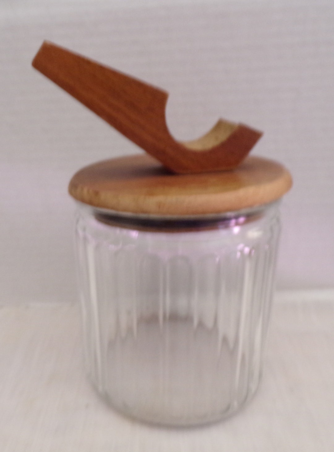 Vintage Glass Tobacco Humidor Jar, Walnut Wood Lid With Pipe Holder ...