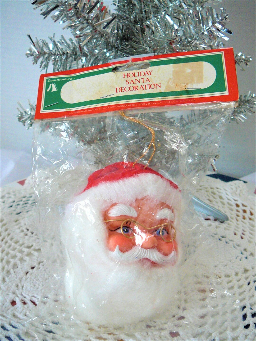 Vintage Holiday Santa Vinyl Head Tree Decorations Ornament ~ NOS - Etsy