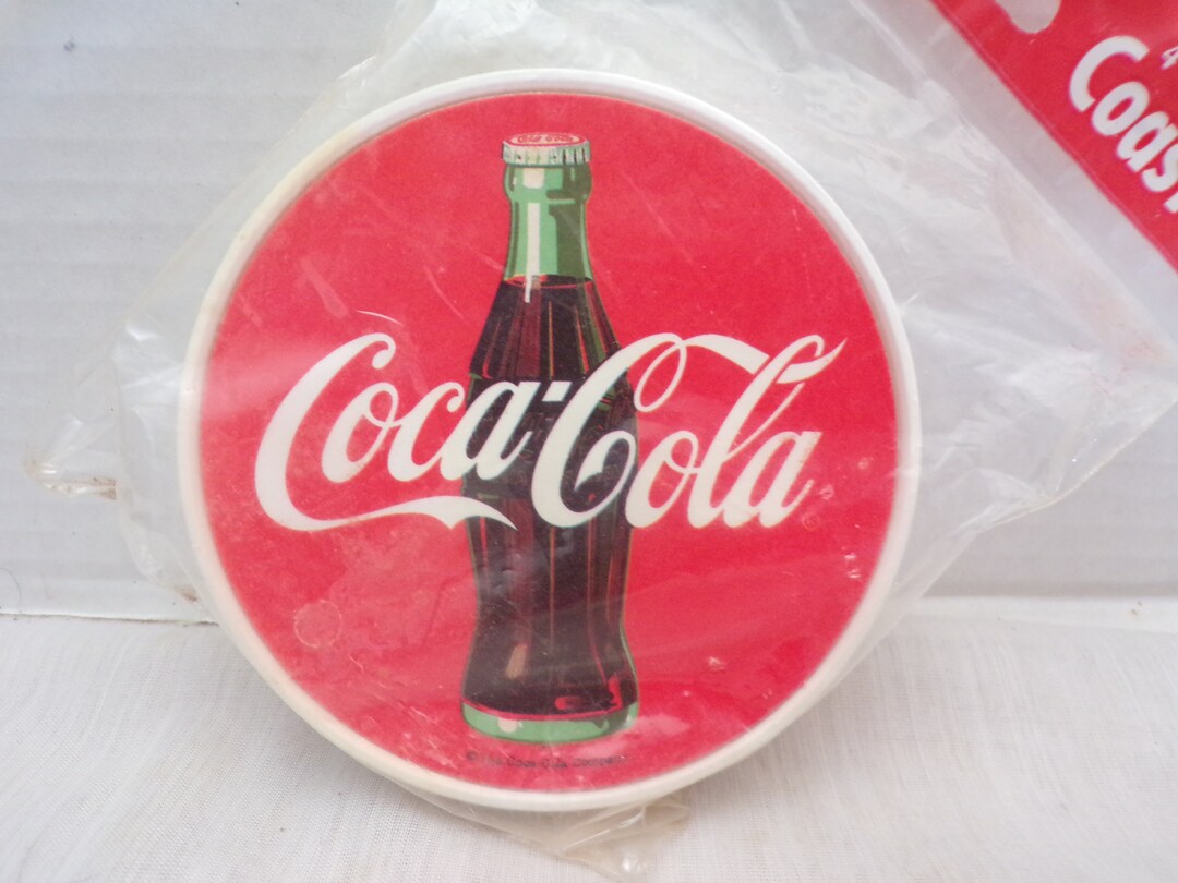 Vintage Coca Cola Coke Set of 4 Plastic Coasters Approximately 4" Round ...