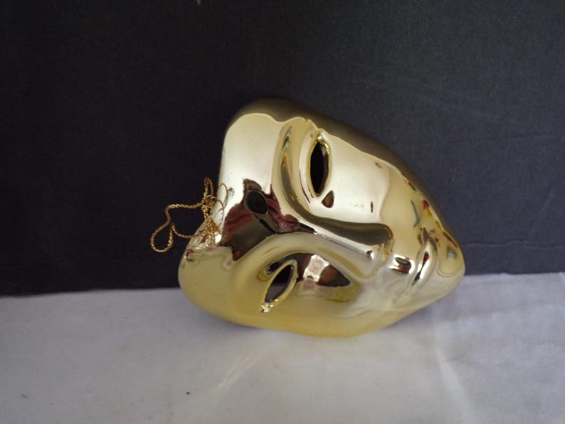Ceramic Gold Drama Theater Face Mask Ornament Handcrafted by Silvestri ...