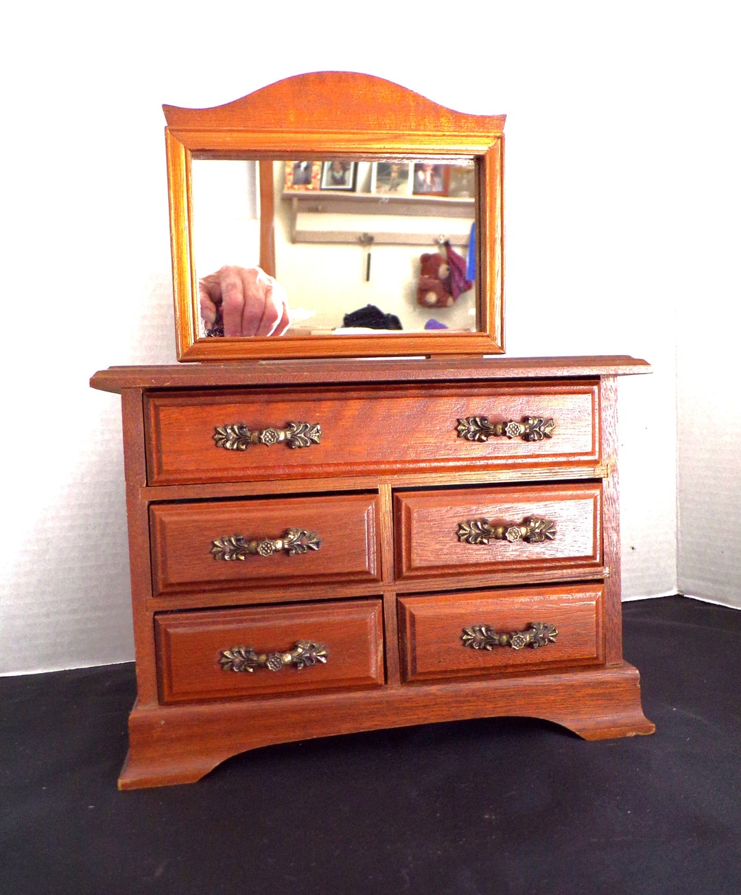 Vintage 5 Drawer Musical Box With Removable Glass Mirror, Plays "no ...