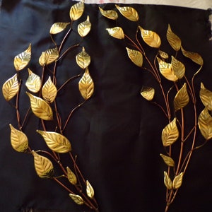 Brass Colored Gold Stems Metal Wall Art 2 Pieces 26 X 8 Leaf Stalk - Etsy
