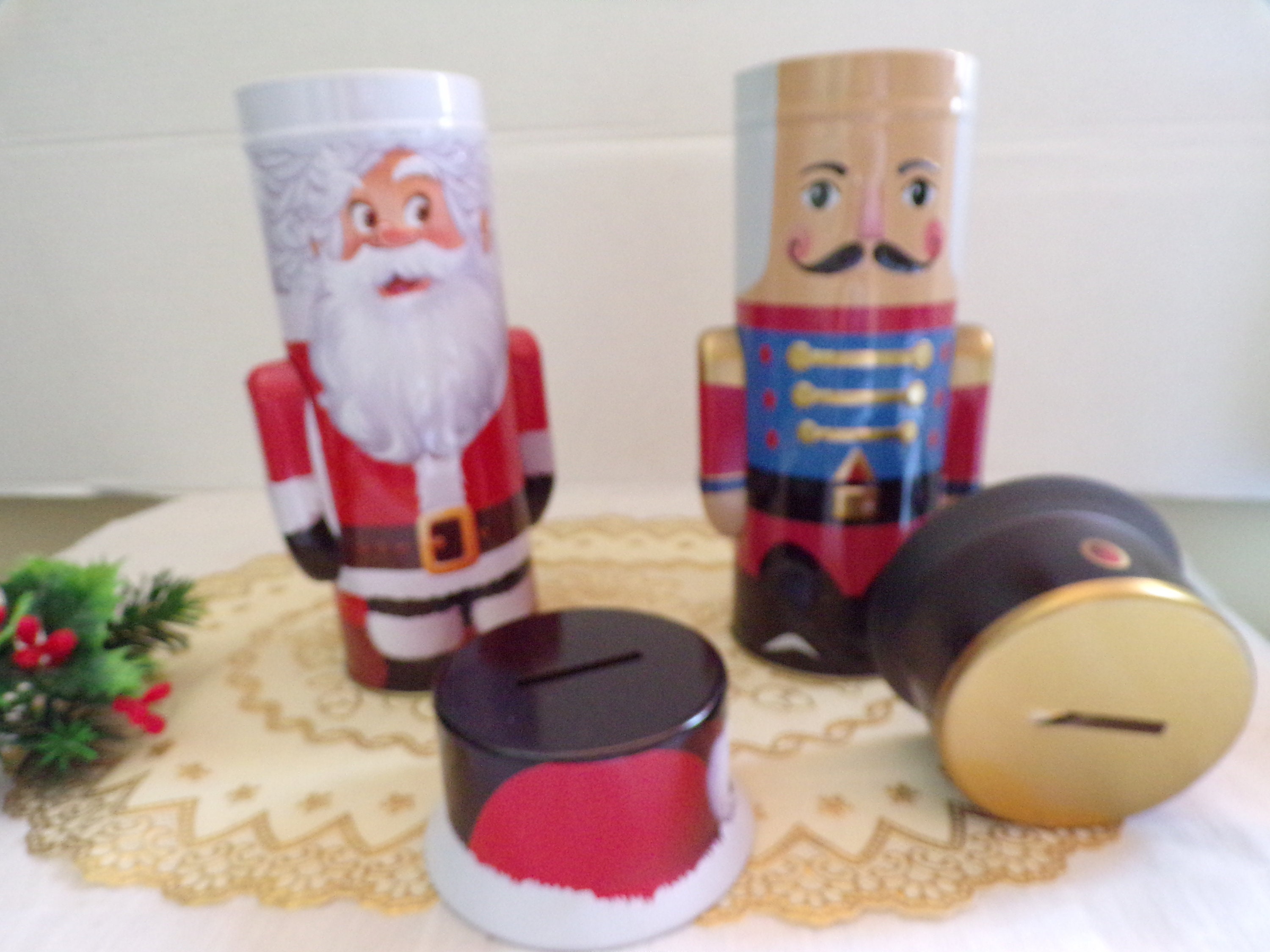 Vintage Nutcracker Tin Man Soldier and Santa Claus With Coin Slot in ...