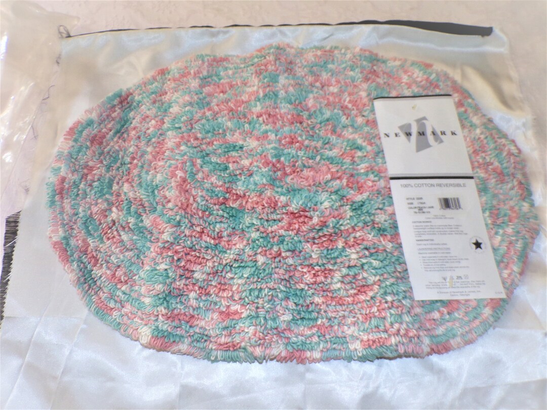 Vintage 100% Cotton Reversible Bath Rug, Machine Wash Tumble Dry, Loop ...
