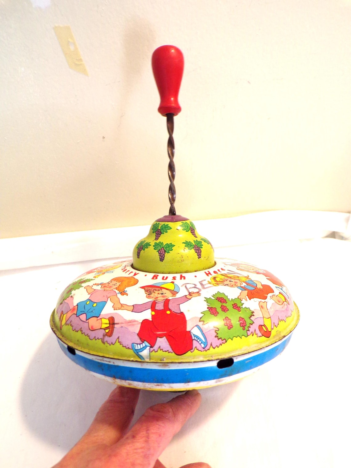 Vintage Metal Spinning Top “here We Go Round the Mulberry Bush", 1950s ...