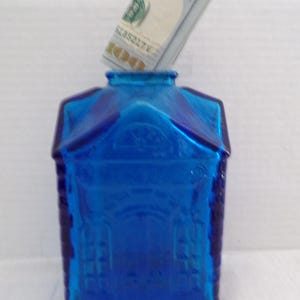 Vintage Cobalt Blue National Bank Glass Coin Piggy Bank, Savings, Money ...