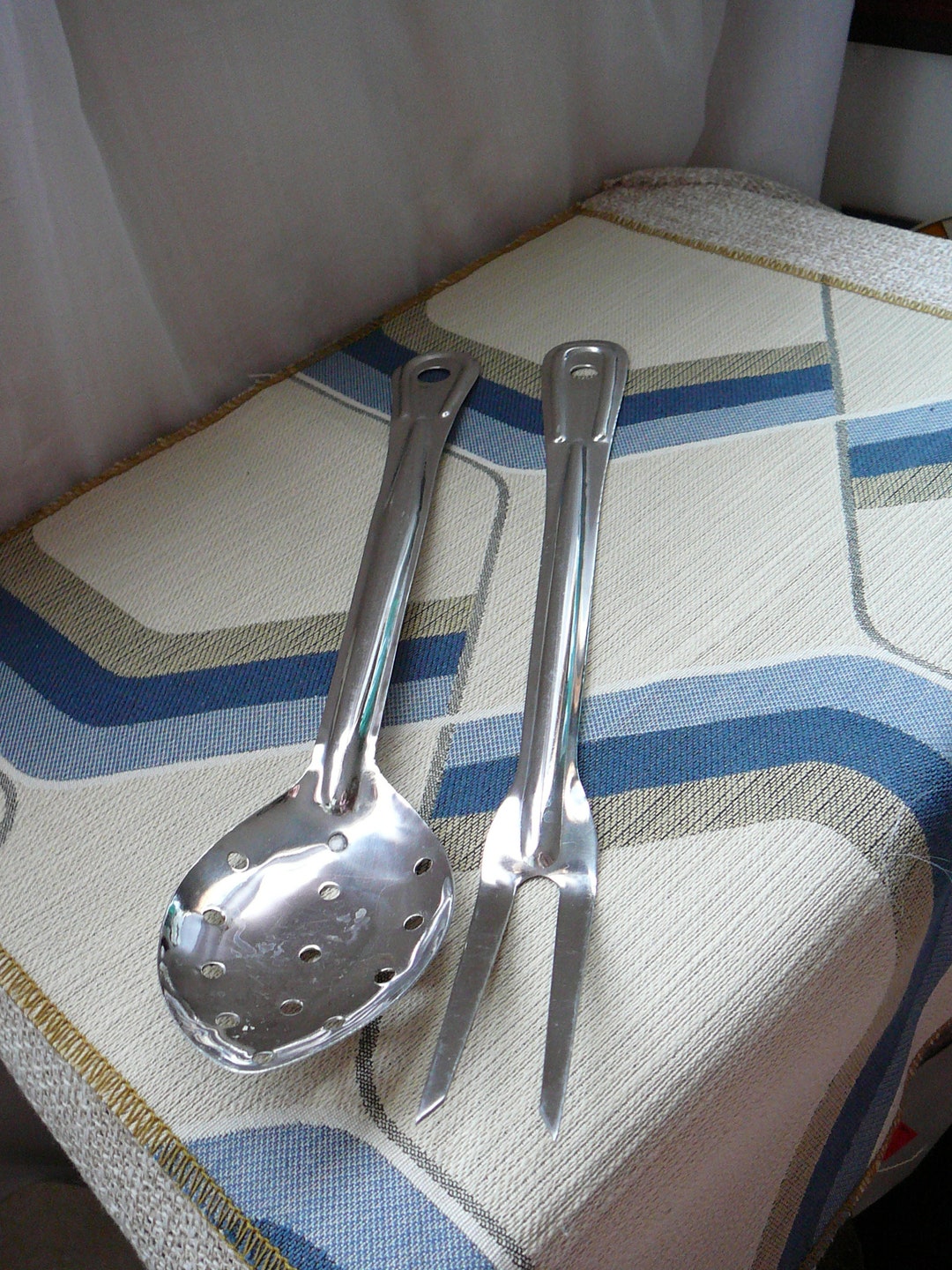 Slotted Serving Spoon and Fork Set, 14" Stainless Steel From India - Etsy
