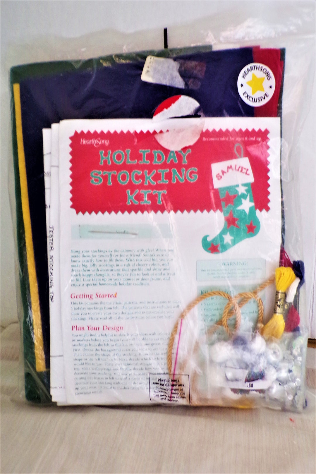 Vintage Holiday Stocking Kit to Make 3 Felt Embellished Crafts by ...