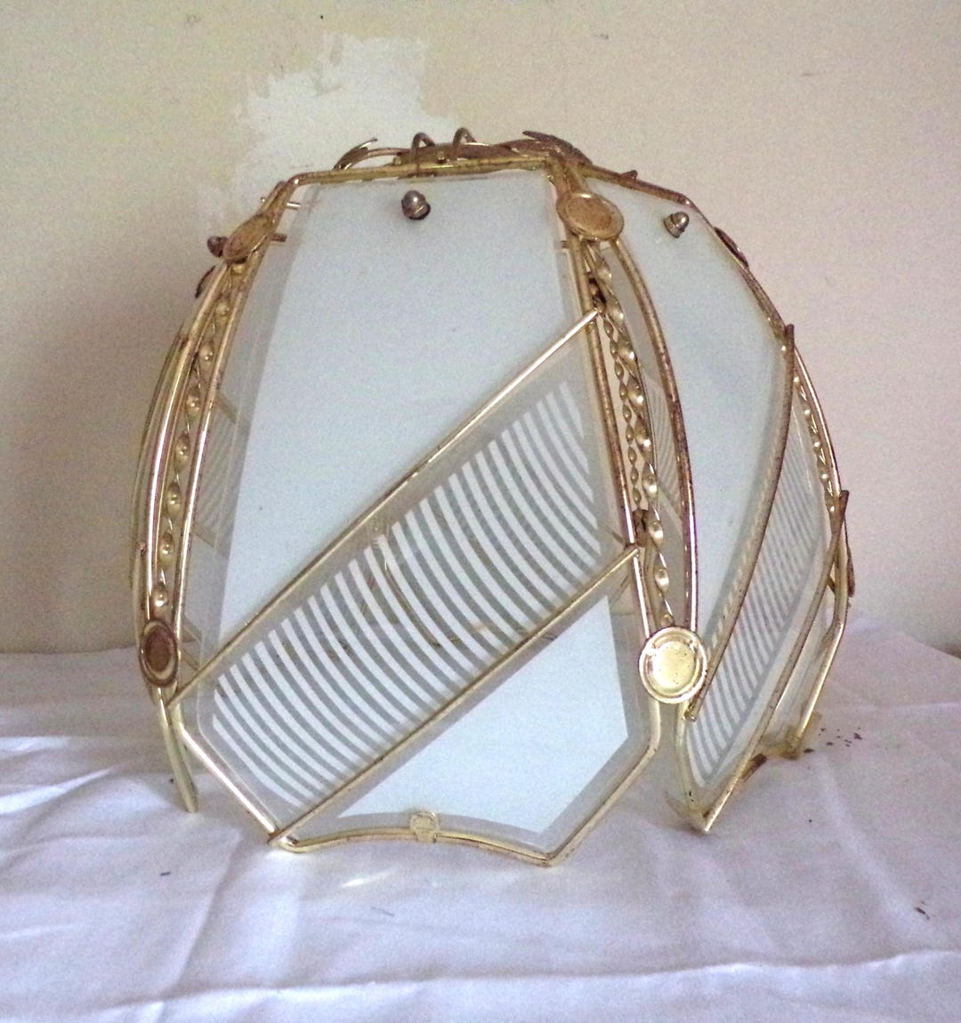 Vintage Touch Lamp Replacement Shade Art Deco Frosted Panels With ...