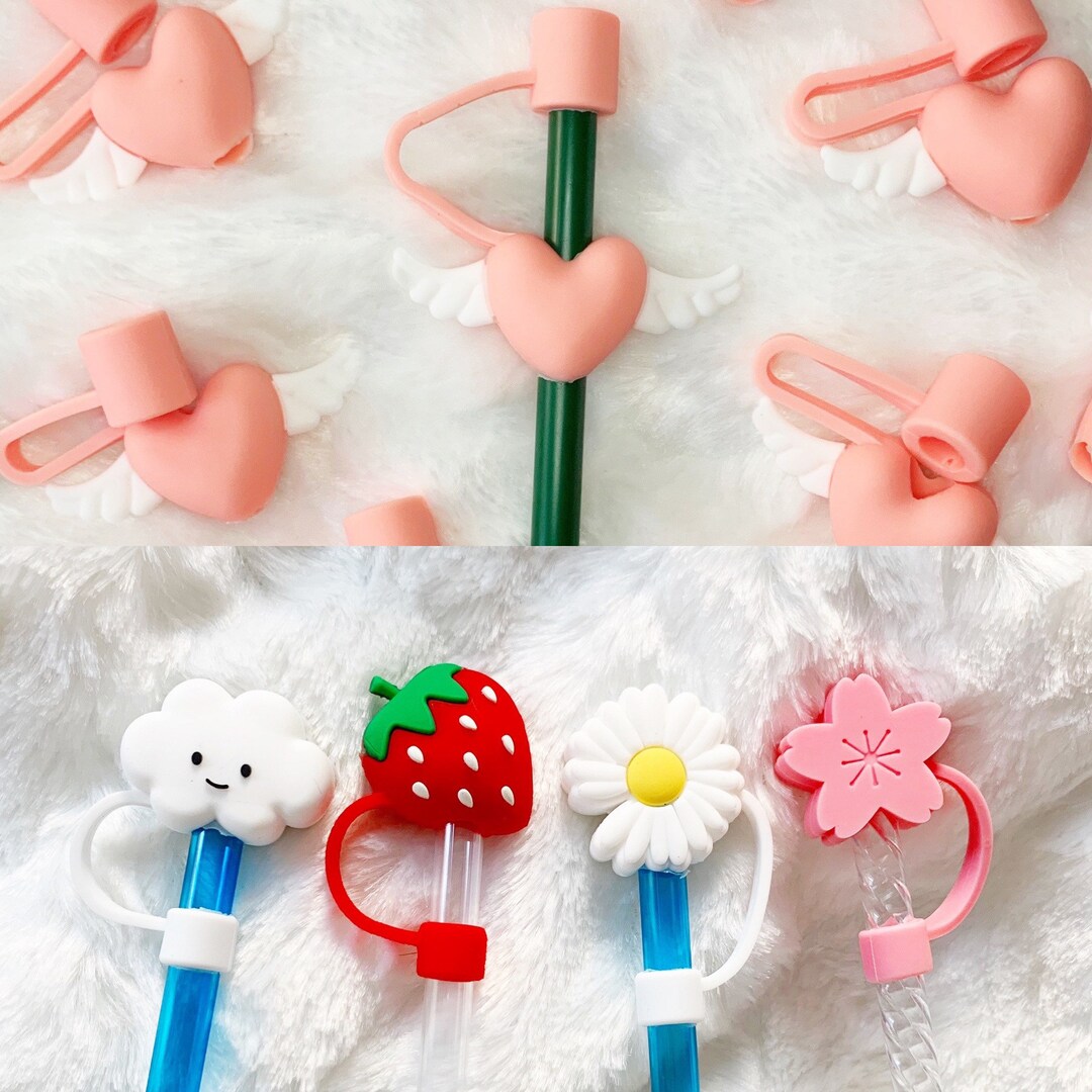 Daisy Strawberry Cloud Sakura Straw Topper | Straw Cover | Straw Plug ...