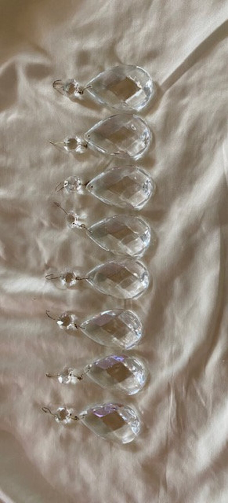 Set of Eight 2 Vintage Italian Chandelier Crystal Teardrop Prisms With ...