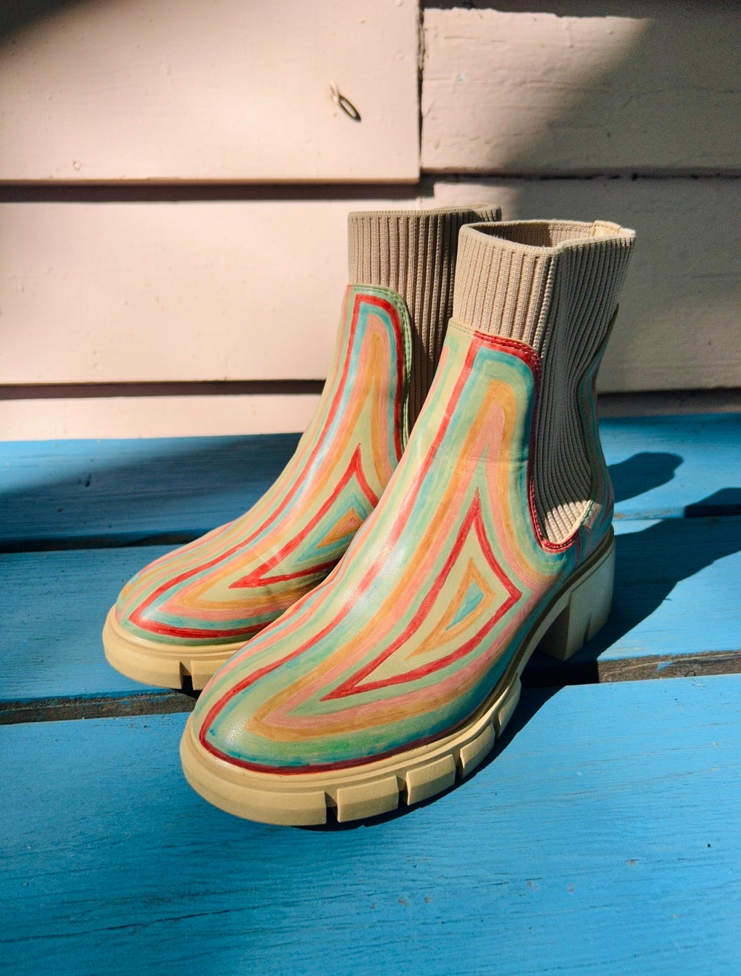 Custom Hand-painted Leather Boots - Etsy