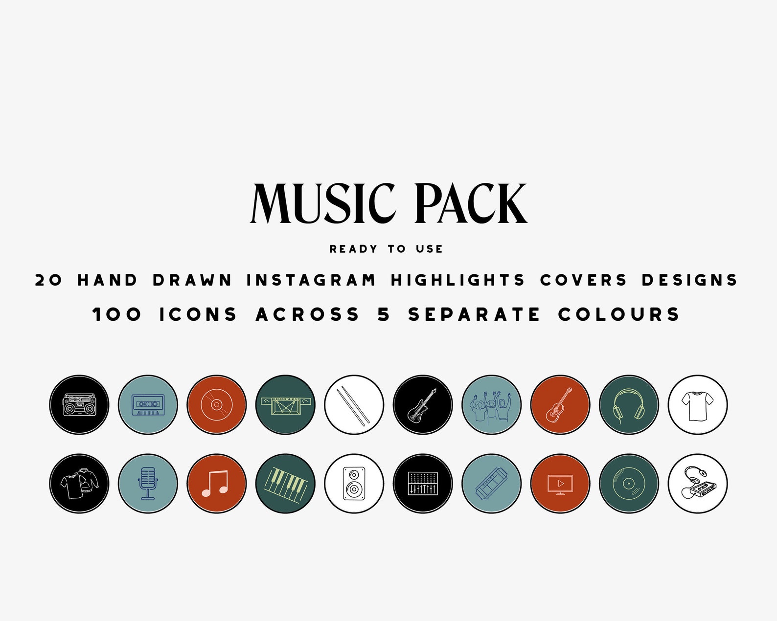 100 Hand Drawn Music Instagram Highlights Icons Covers - Etsy
