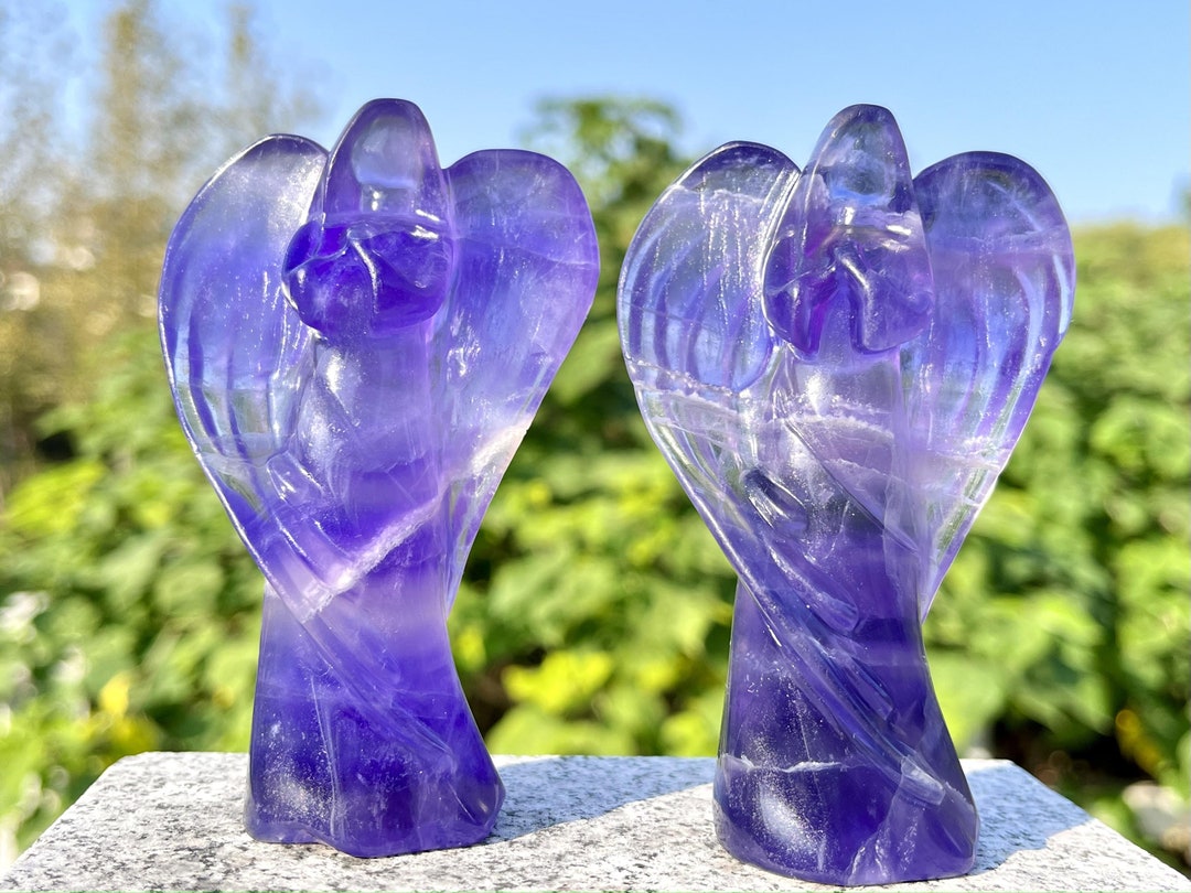 4 Natural Rainbow Fluorite Carved Angel,hand Carved Angelsquartz ...