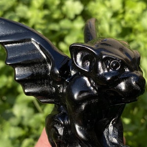 3.2'' Natural Hand Carved Obsidian Gargoyle，crystal Skull，gargoyle ...