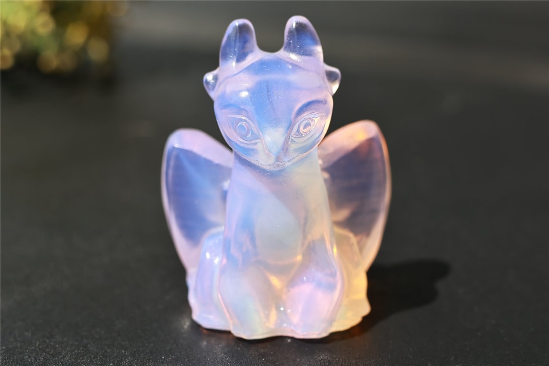 2.3" Pink Opalite Carved Light Fury ,quartz Crystal Carved Dragon ...