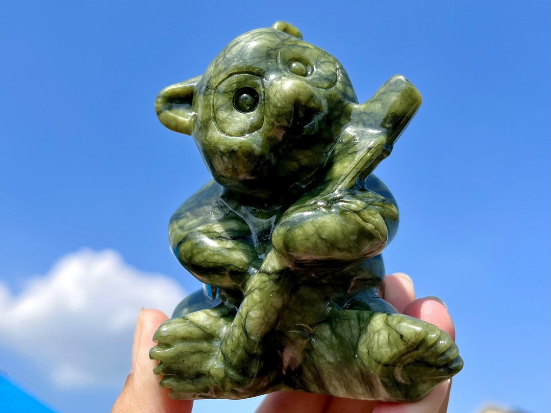 Natural Hand-carved Jade Panda, Panda Hug Bamboo, Crystal Panda Carving ...