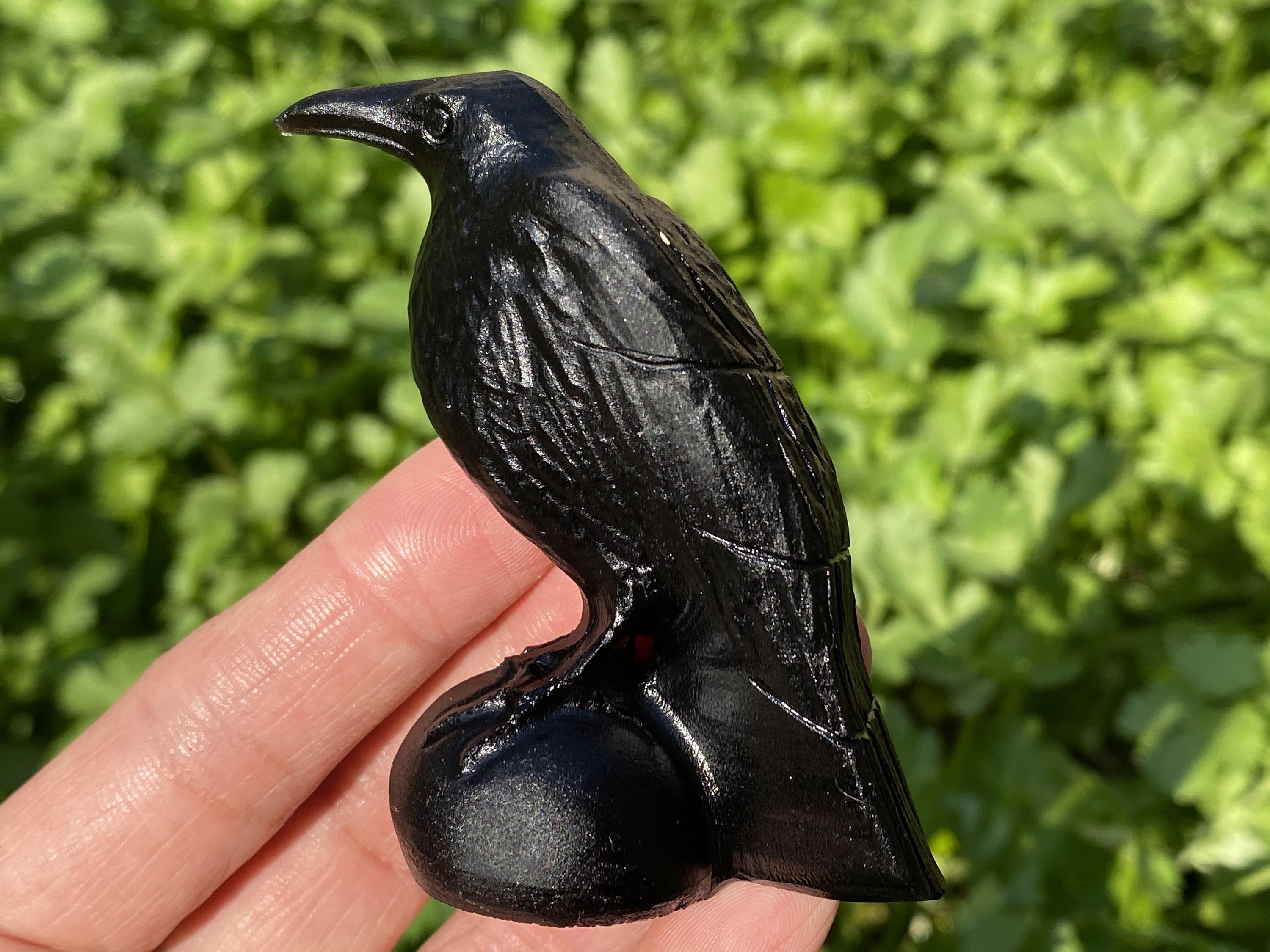 2.8'' Natural Hand Carved Obsidian Crowcrystal - Etsy