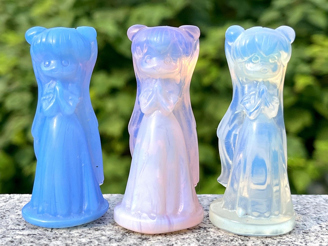 Hand-carved Pink Opalite Sailor Moon, Quartz Crystal, Opalite Carving ...