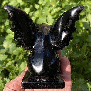 3.2'' Natural Hand Carved Obsidian Gargoyle，crystal Skull，gargoyle ...