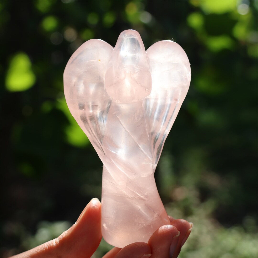 4" Natural Rose Quartz Carved Angel,crystal Angel，rose Quartz Angel ...