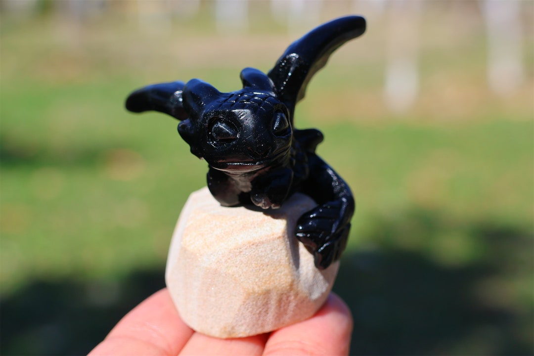 2" Natural Obsidian Carved Toothless ,obsidian Dragon,crystal Toothless ...