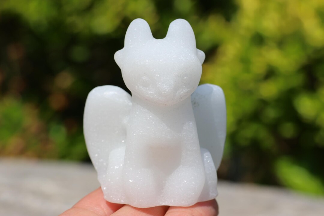 2.3" White Jade Carved Light Fury ,crystal Carved Dragon，white Jade ...