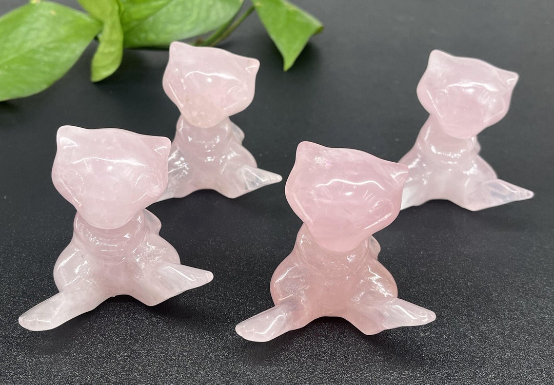 2" Natural Rose Quartz Carved Mew,quartz Crystal Carved ,crystal Mewtwo ...