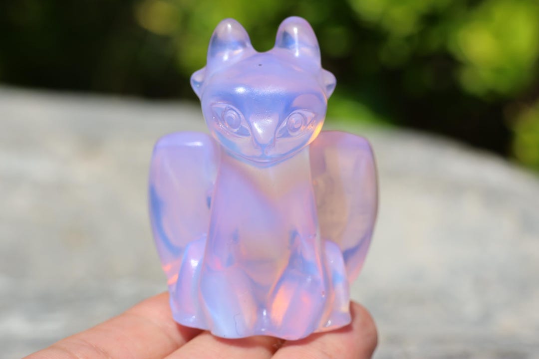 2.3" Pink Opalite Carved Light Fury ,quartz Crystal Carved Dragon ...