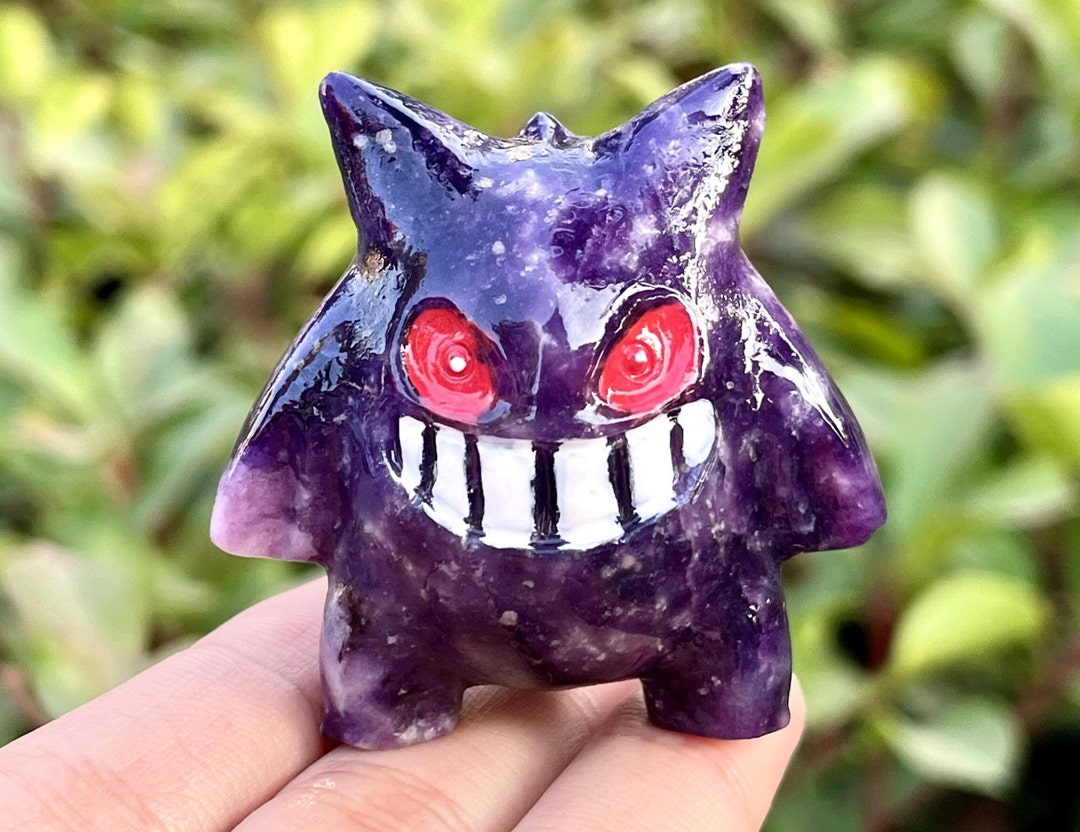 2" Natural Lepidolite Carved Gengar,quartz Crystal Carved ,crystal ...