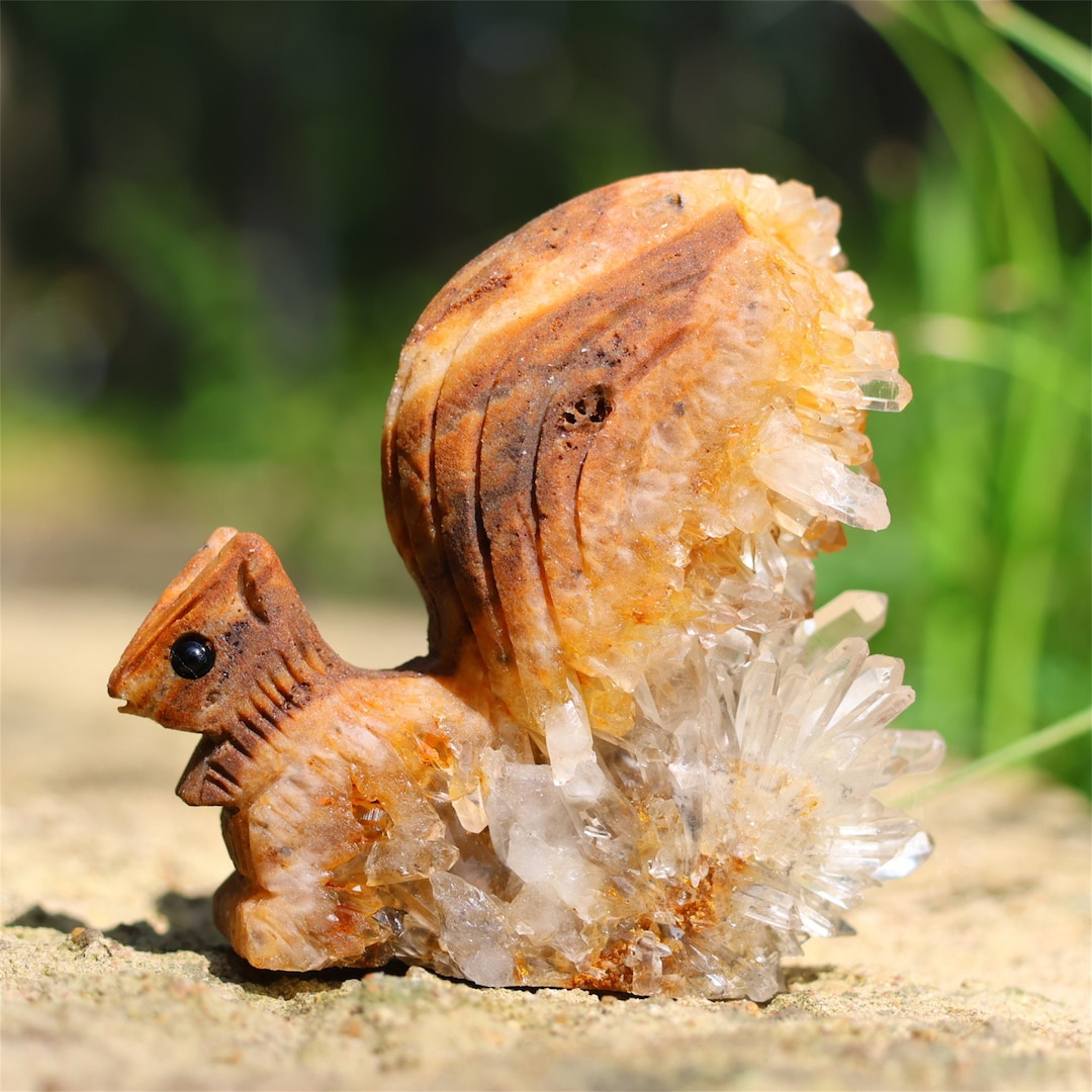 3.5" Natural Cluster Carved Squirrel，quartz Crystal Squirrel，crystal ...