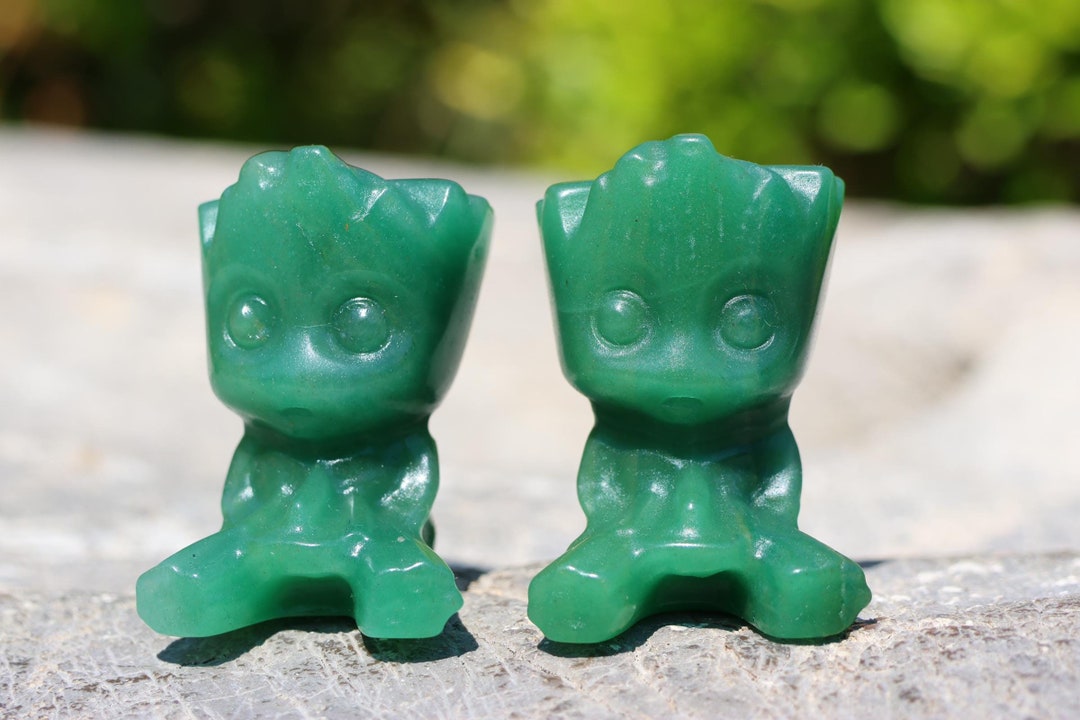 2" Aventurine Carved Groot,groot Carving ,aventurine Mini Groot Statue ...