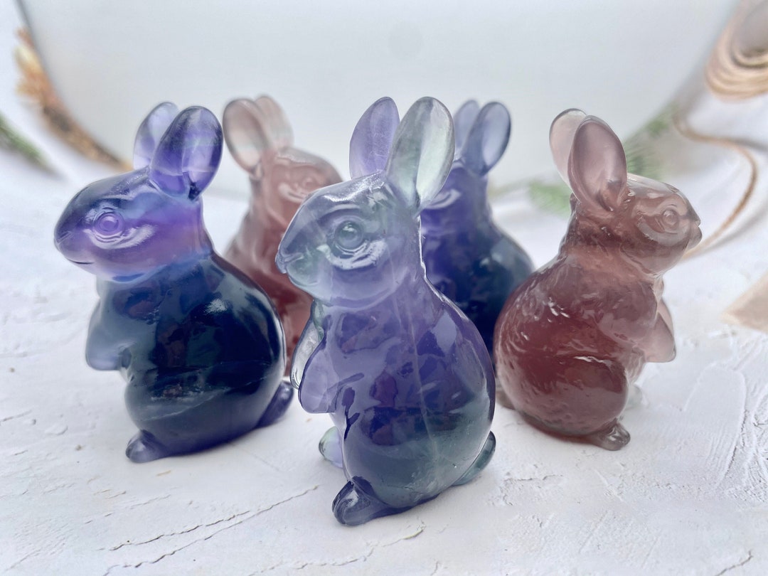 2.4" Natural Fluorite Carved Rabbit,quartz Crystal Carved ,crystal ...