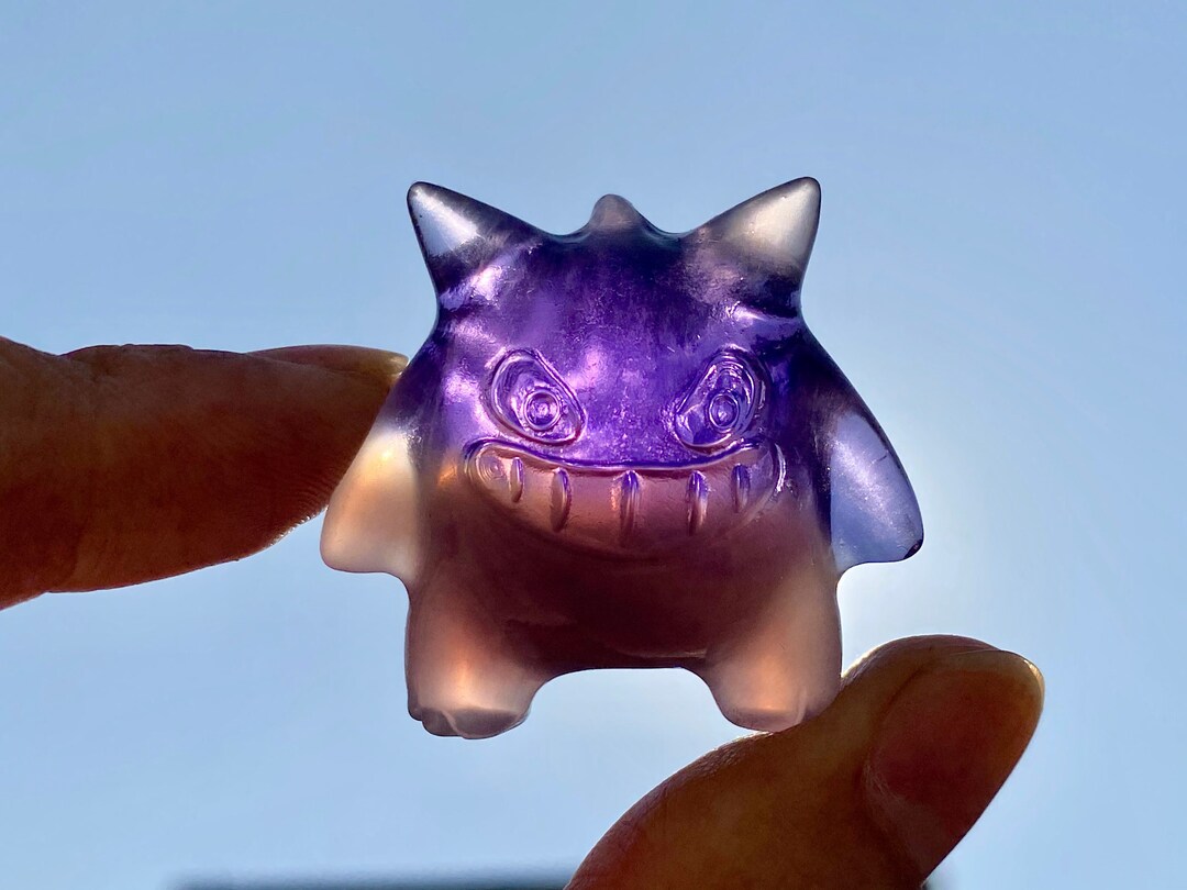 1.4" Natural Rainbow Fluorite Carved Gengar,crystal Gengar Carving ...