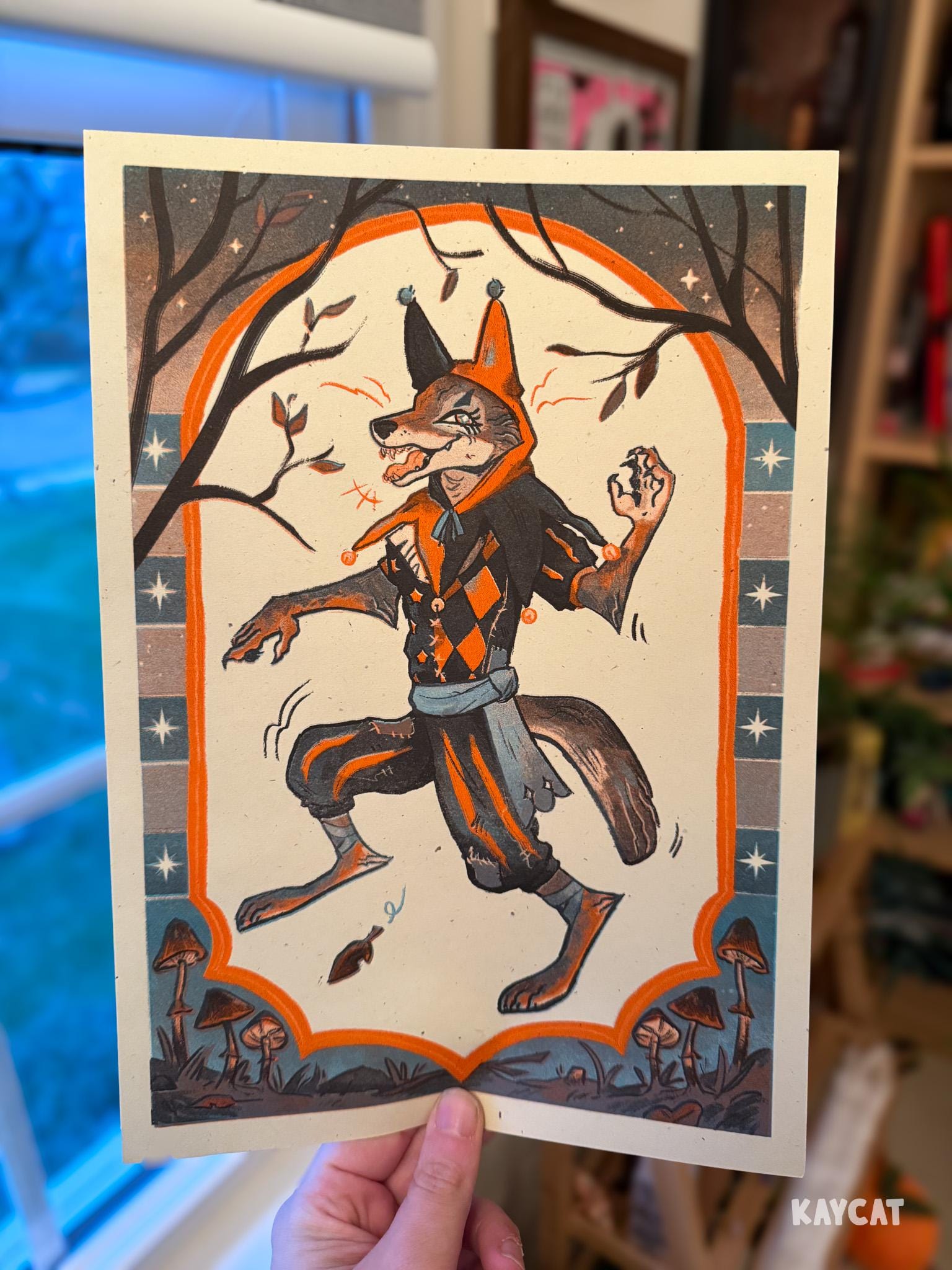 Jester Coyote Risograph Forest Fairy Print A4 Furry - Etsy