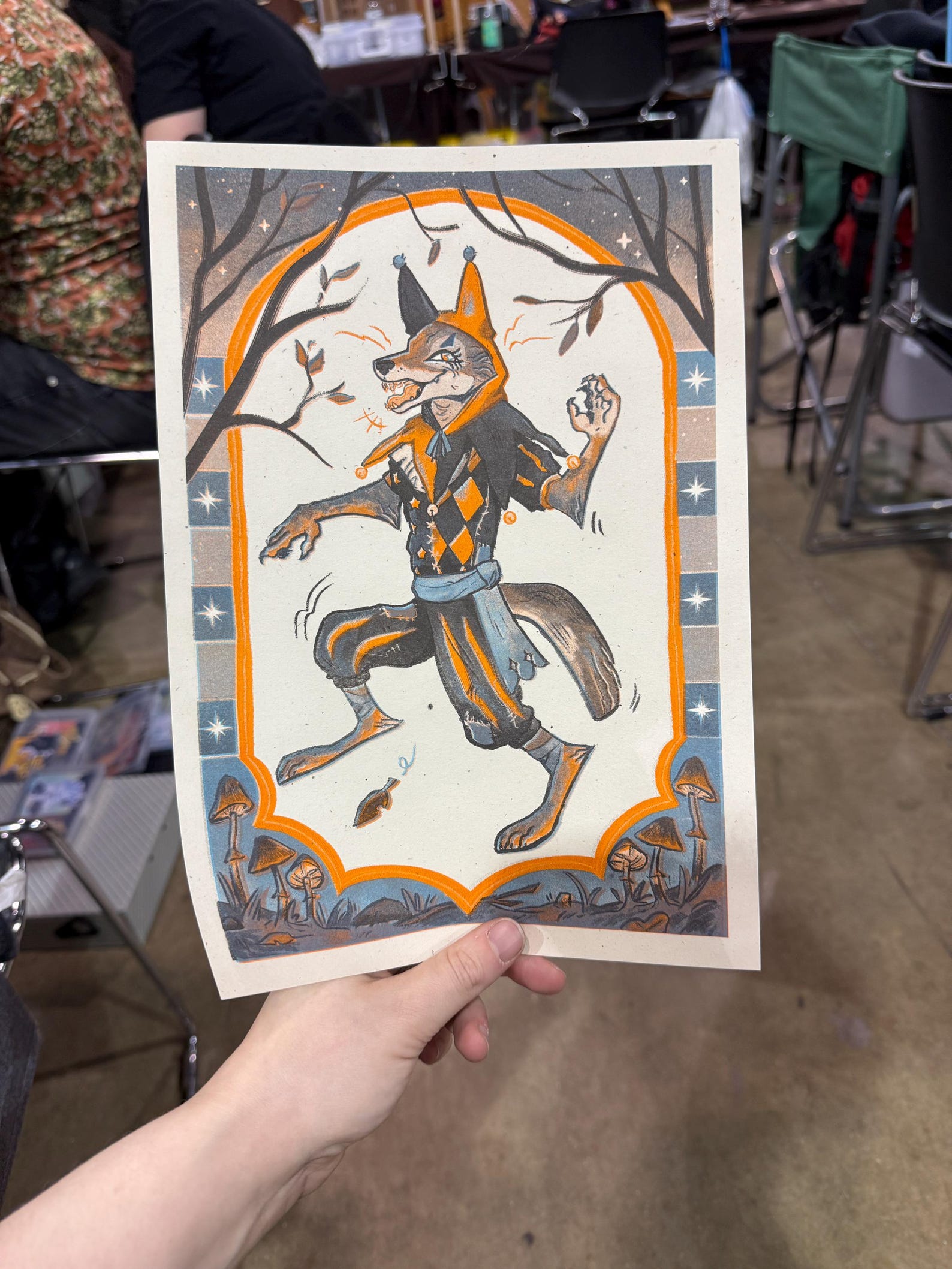 Jester Coyote Risograph Forest Fairy Print A4 Furry - Etsy