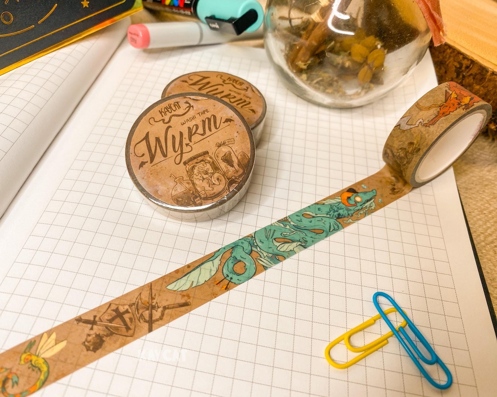 Dragon Wyrm Serpent Fantasy Medieval Washi Tape - Etsy
