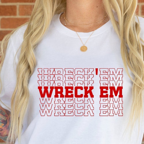 Wreck'em Shirt Mirror Font Retro Shirt Your University - Etsy