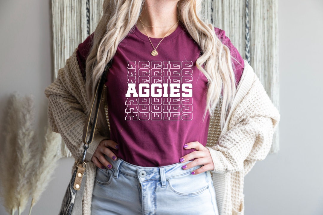 Aggies Shirt, Mirror Font, Retro T-shirt, Aggie Silhouette, High School ...