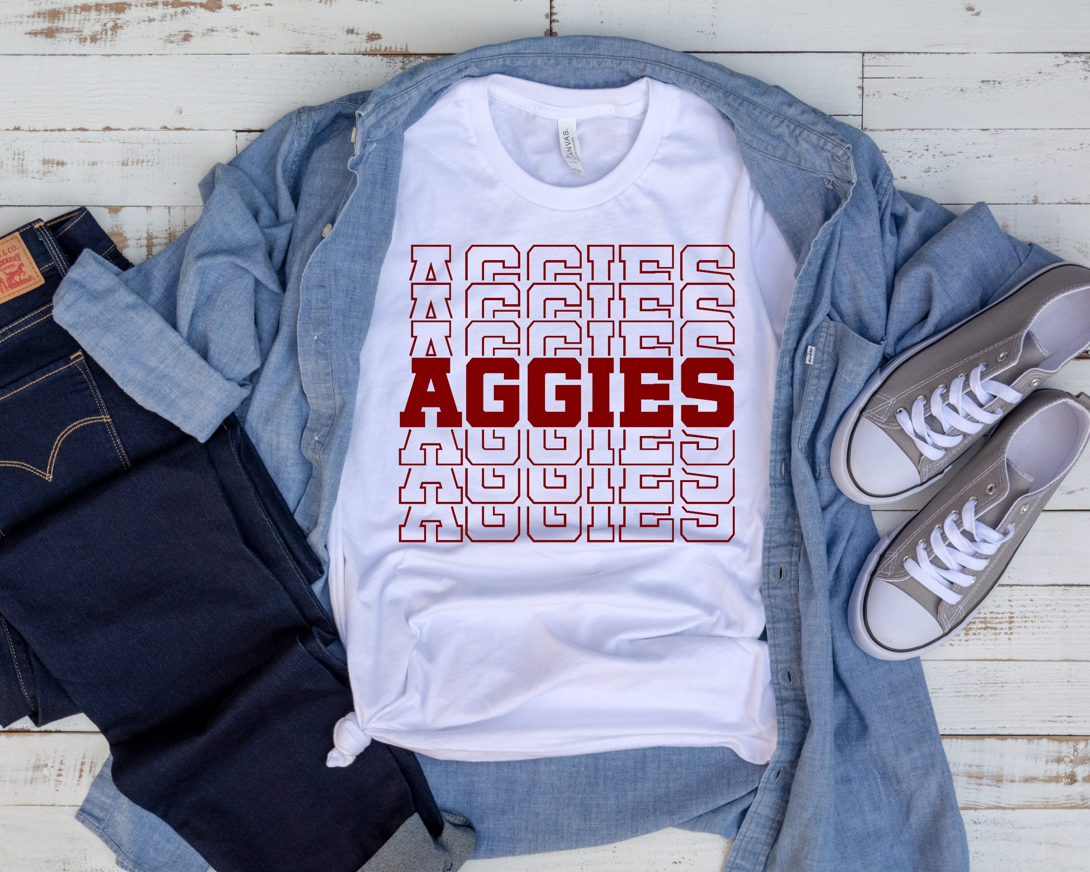 Aggies Shirt Mirror Font Retro T-shirt Aggie Silhouette - Etsy