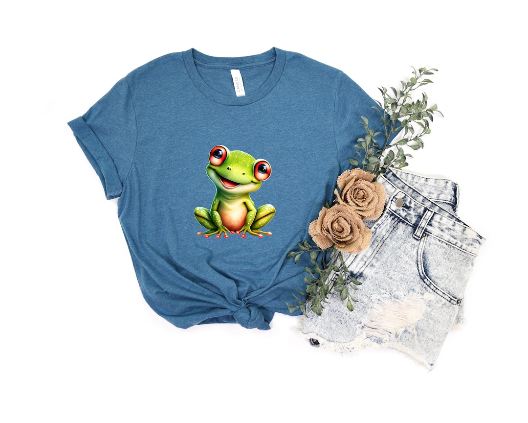 Adorable Green Frog With Wide Eyes and a Smile Shirt, Cute Frog, Funny ...