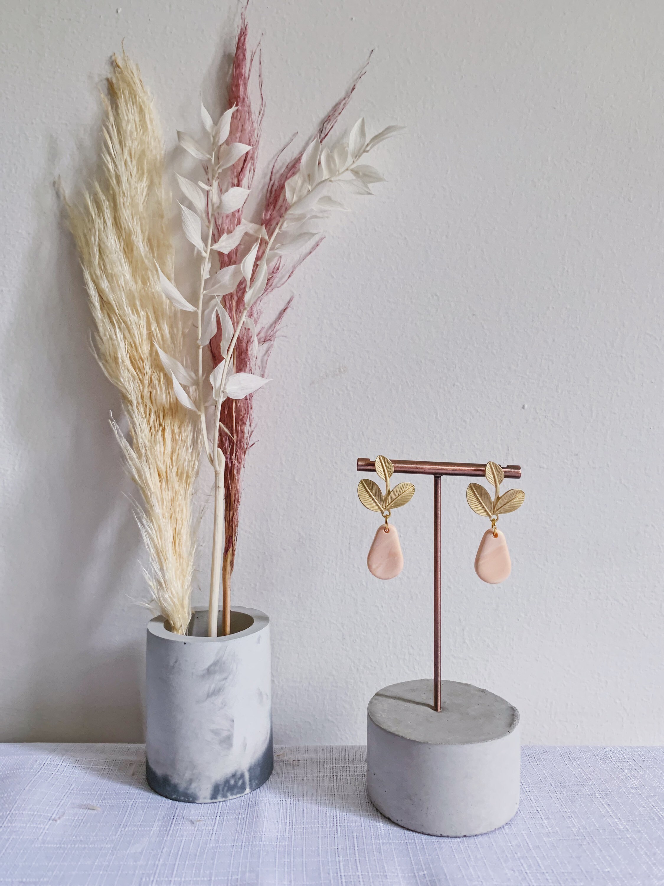 The Laurel Golden White and Gold Flake Dangle Polymer Clay | Etsy