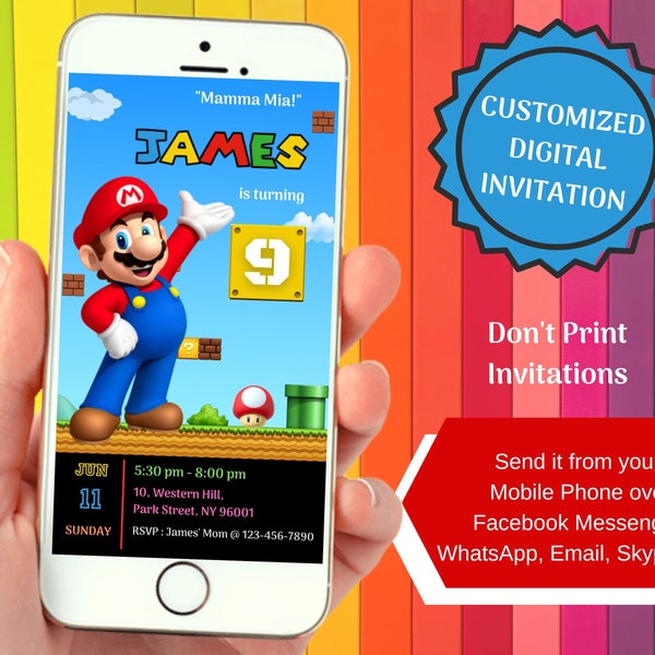 Mario Email Invitation - Etsy
