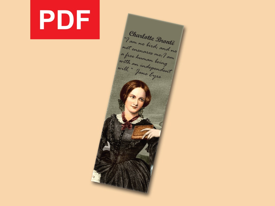 Digital Bookmark Charlotte Bronte Bookmarks Print Your Own Instant ...