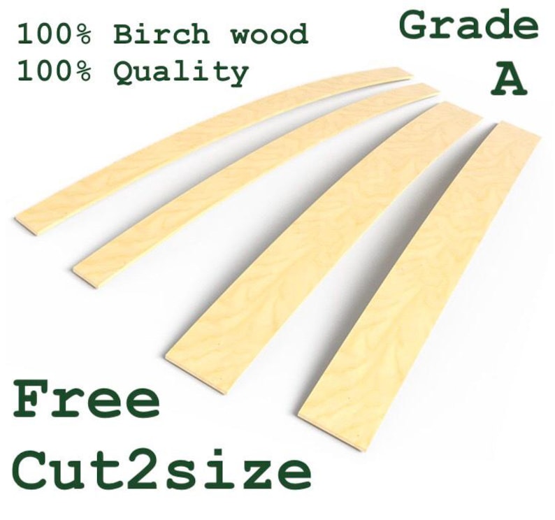 Pack of 3 Pcs 6 Cms Wide Replacement Bed Slats Curved Sprung Bent Birch ...