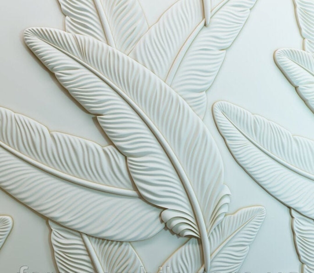 Feather 3D Decorative Wall Panel ABS Plastic Mold Plaster Gypsum DIY ...