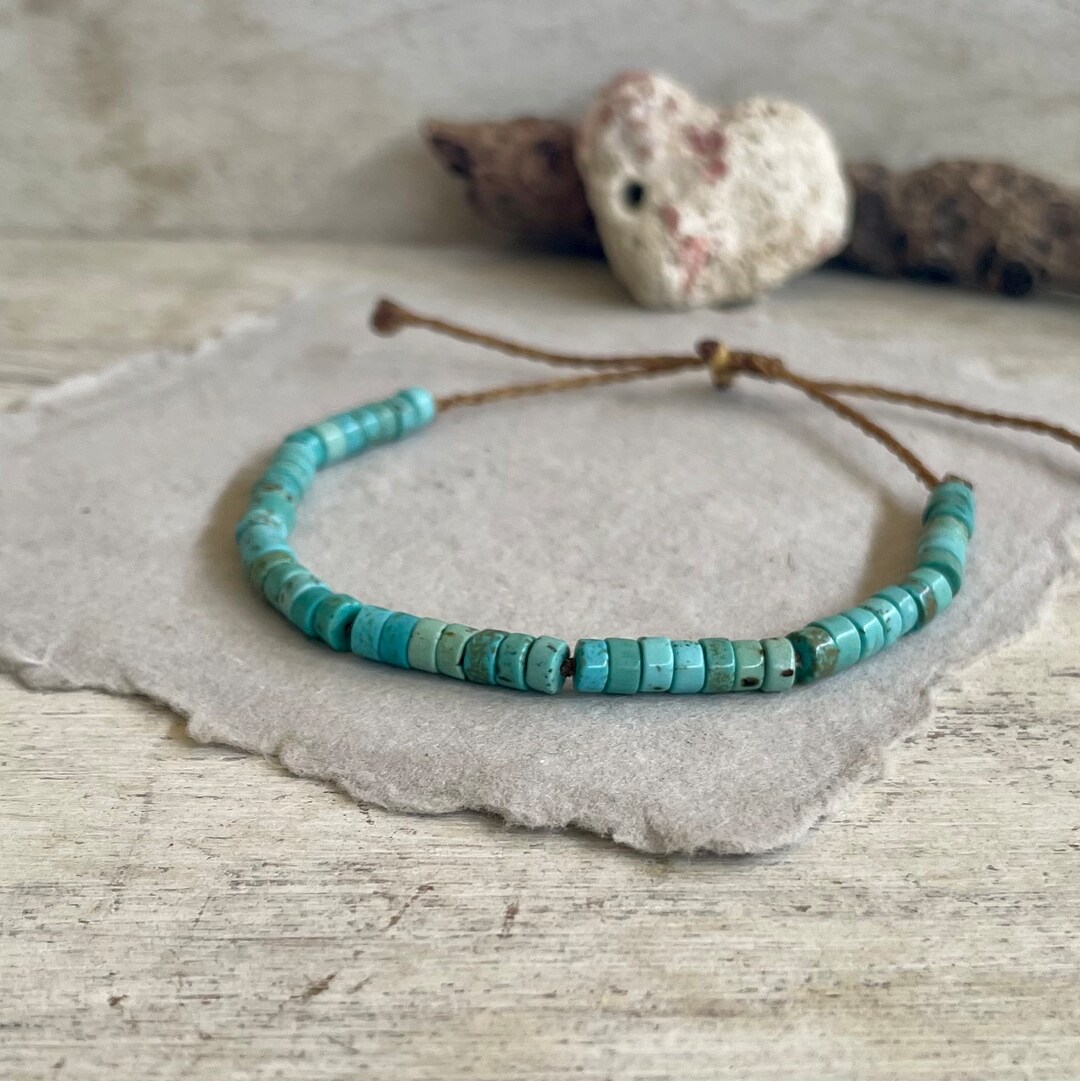 Natural TURQUOISE Heishi Surfer Bracelet or Anklet, Choice of Size ...